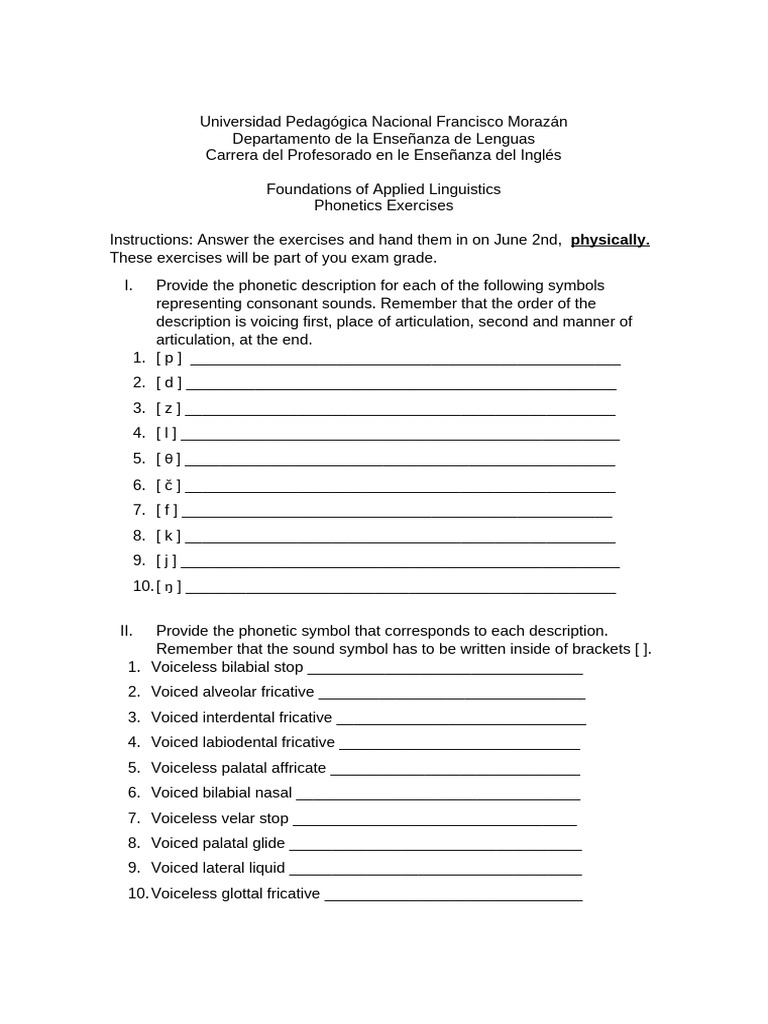 Consonants Exercises | PDF