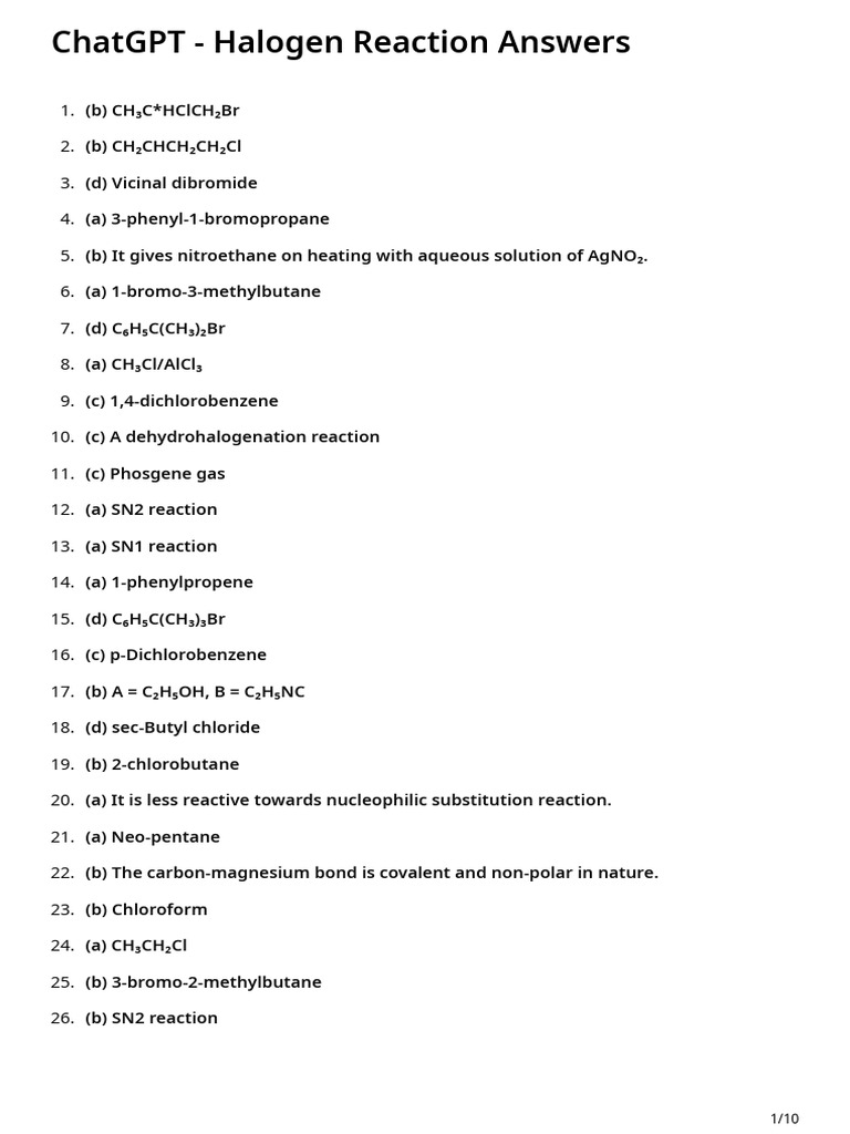 Halogen Reactions and Mechanisms Explained | PDF | Alkene | Physical ...