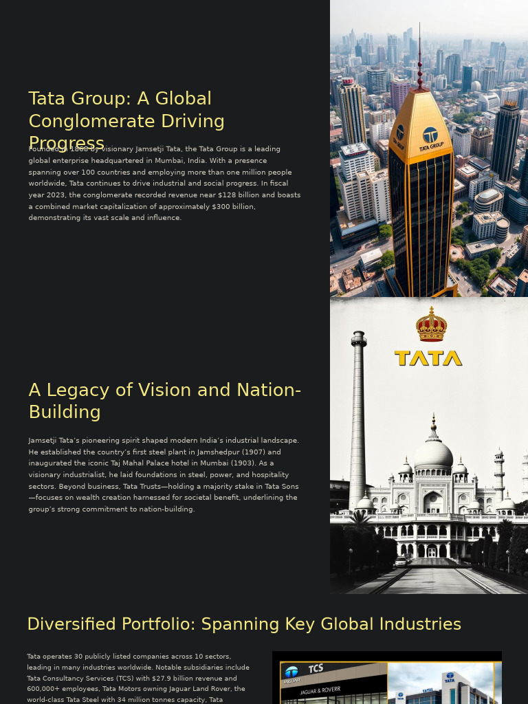Tata Group A Global Conglomerate Driving Progress | PDF | Sustainable ...