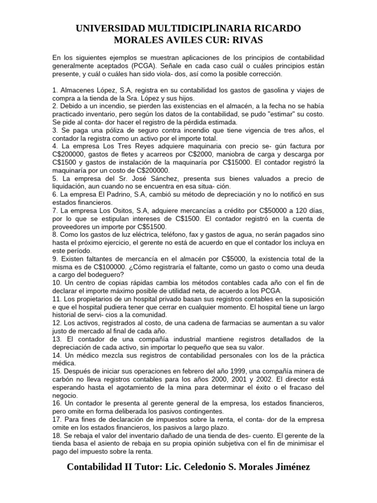 Ejercicios PCGA | PDF | Contabilidad | Business