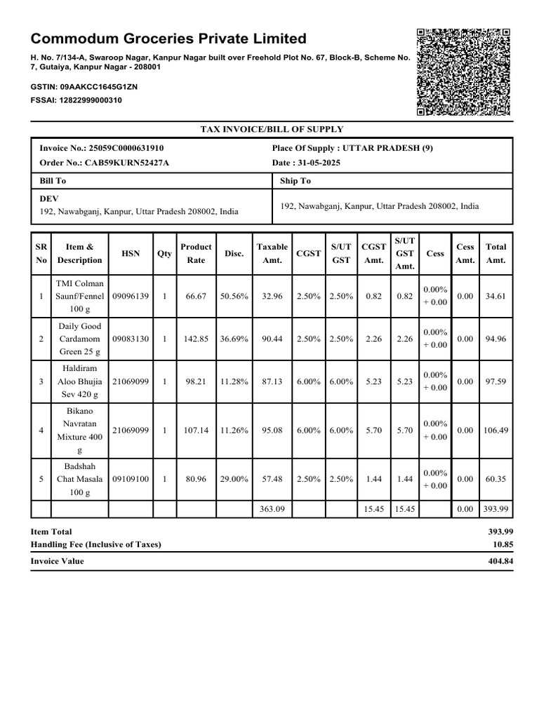Zepto Invoice 1748698429107 1 | PDF | Economy Of India | Public Finance