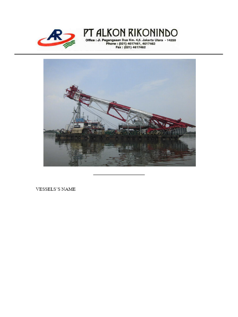 Piling Barge Alkon 1 Ship Particulars | PDF