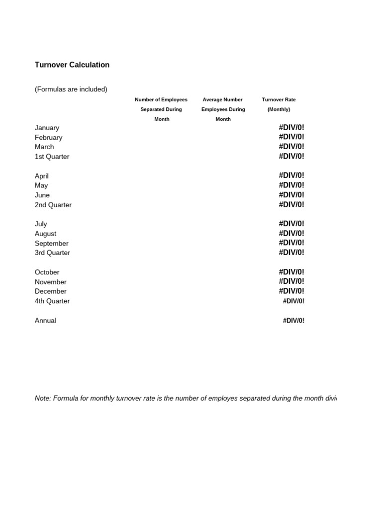 Turnover Calculation | PDF