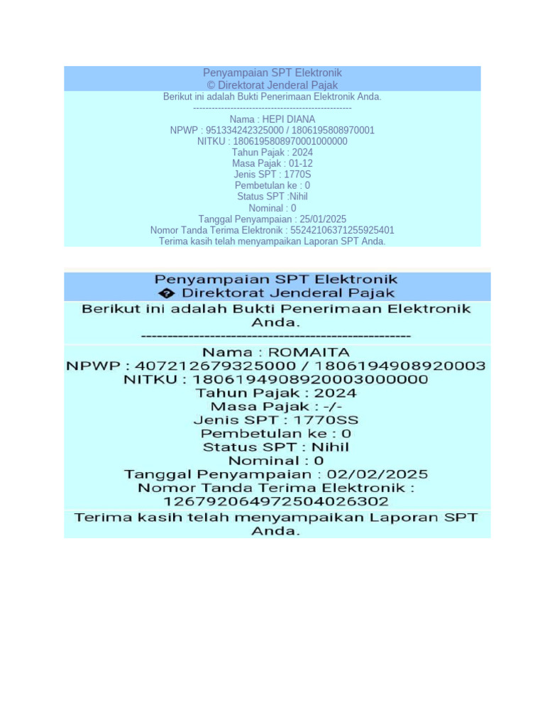 Penyampaian SPT Elektronik - Hepi Diana - 2024 | PDF