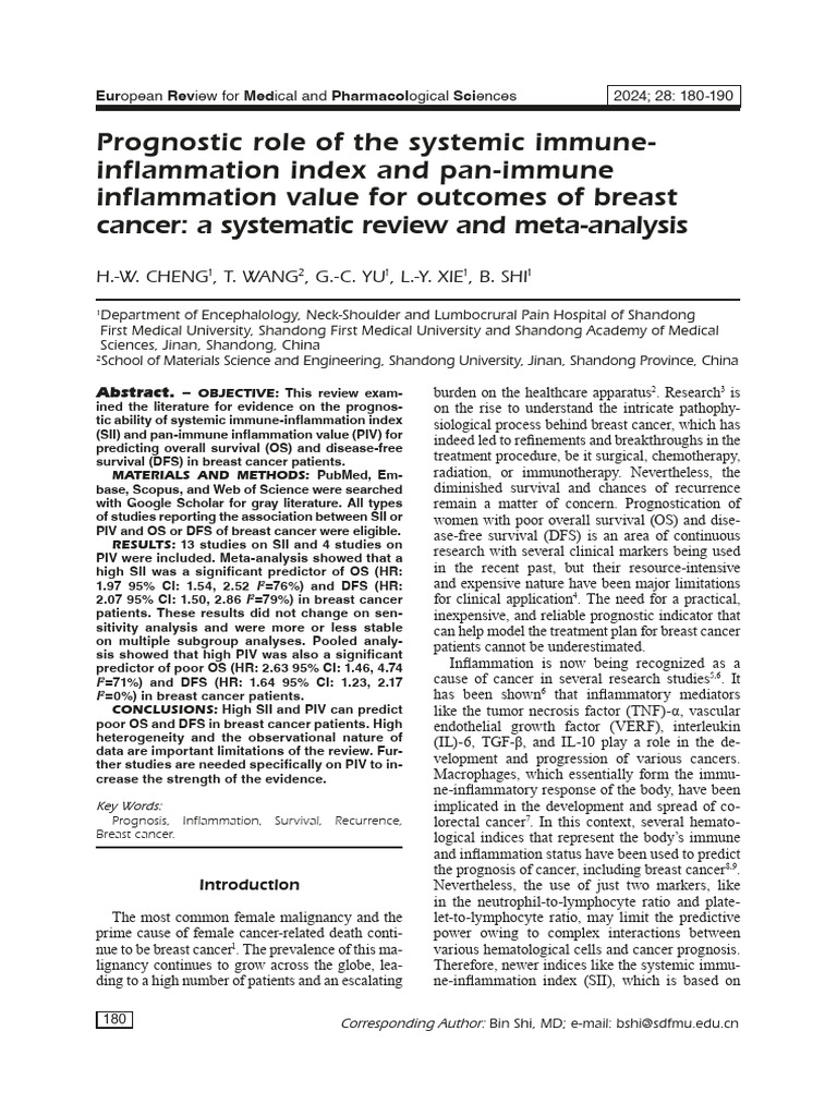 Prognostic Role of The Systemic Immuneinflammation Index and Pan-Immune Inflammation Value For ...