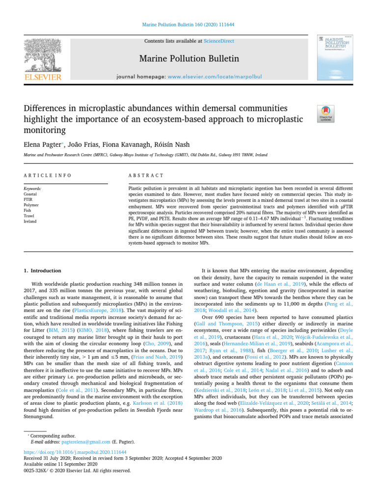 Differences in Microplastic Abundances Within Demersal Communities ...