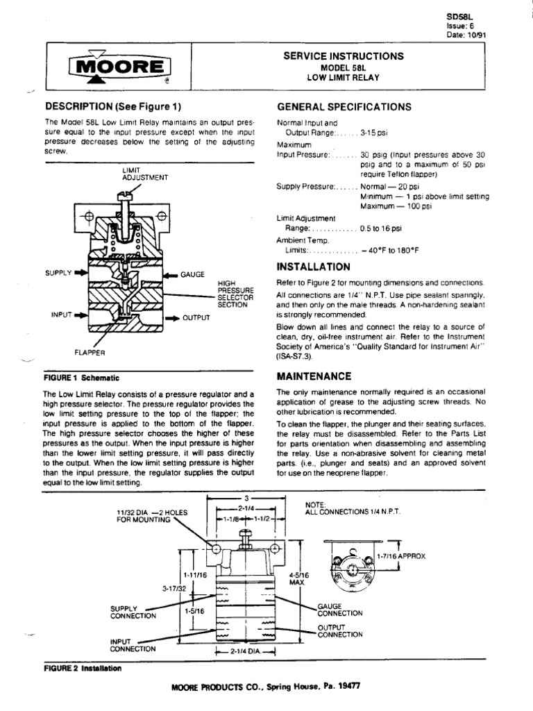 Moore 58L Low Limit Relay | PDF