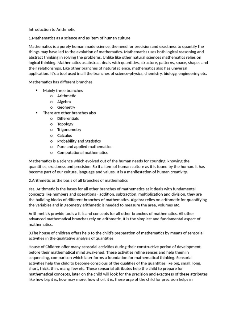 Introduction To Arithmetic | PDF | Mathematics | Arithmetic