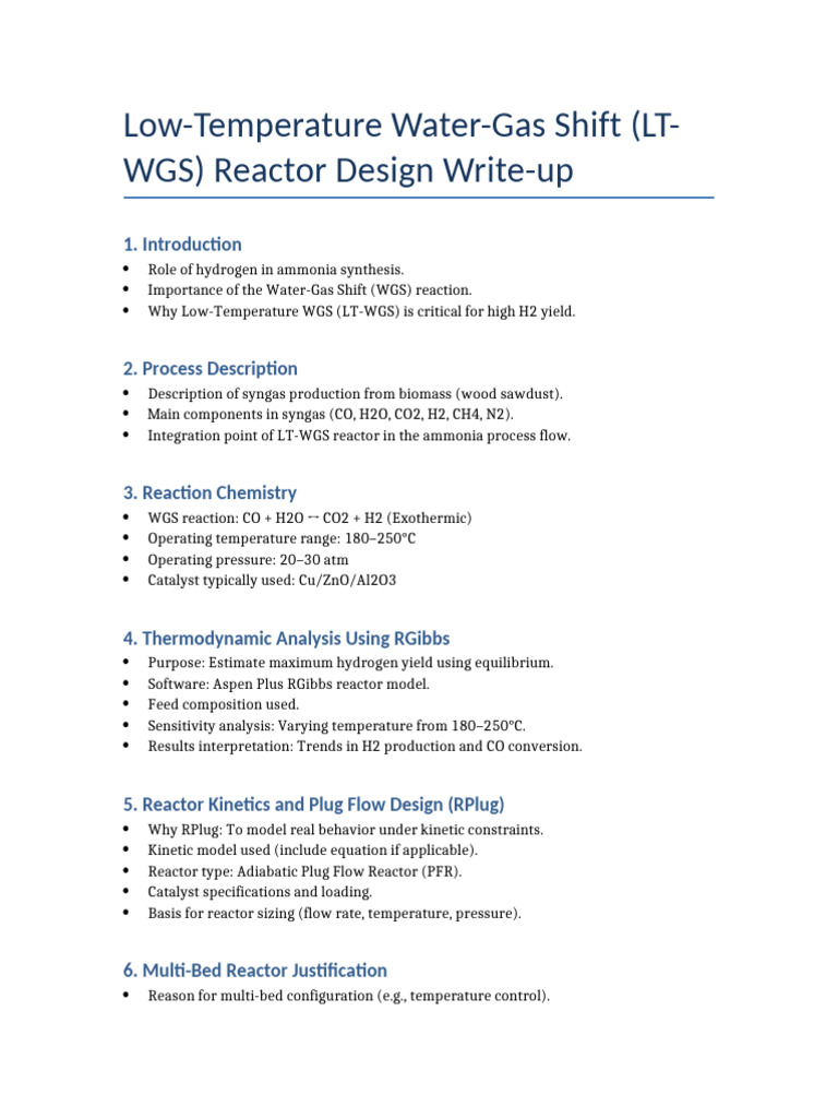LT WGS Reactor Design Writeup | PDF | Chemical Reactor | Chemical Engineering