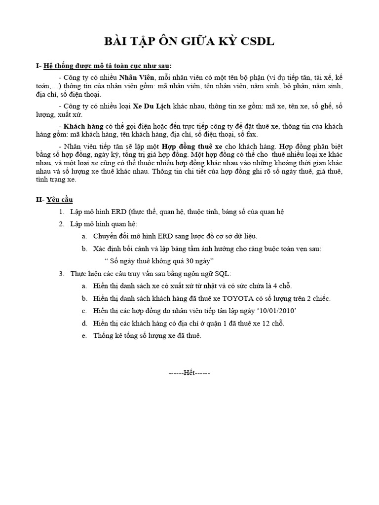 OntapGiuaKy02 CSDL | PDF