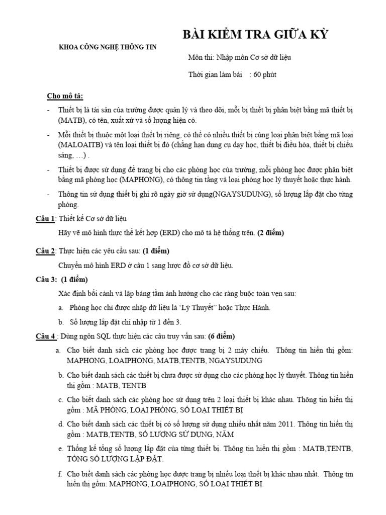 OntapGiuaKy03 CSDL | PDF