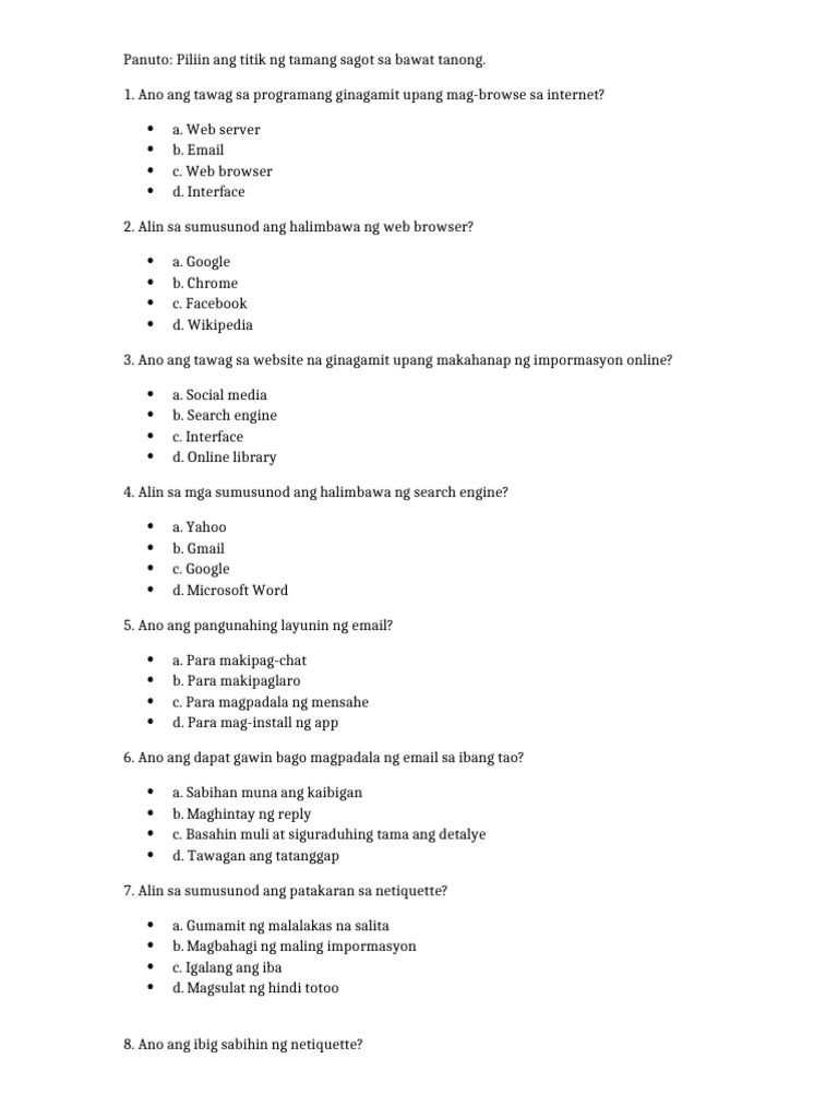 SUMM - TEST (EPP) 5 Q1 W1 - New | PDF