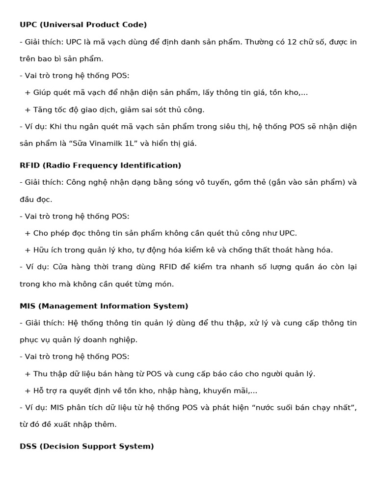 Hethongpos Upc Rfid Mis Dss | PDF