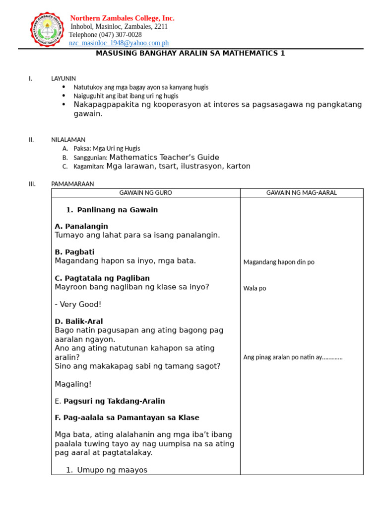 Lesson Planangeles and Artap | PDF