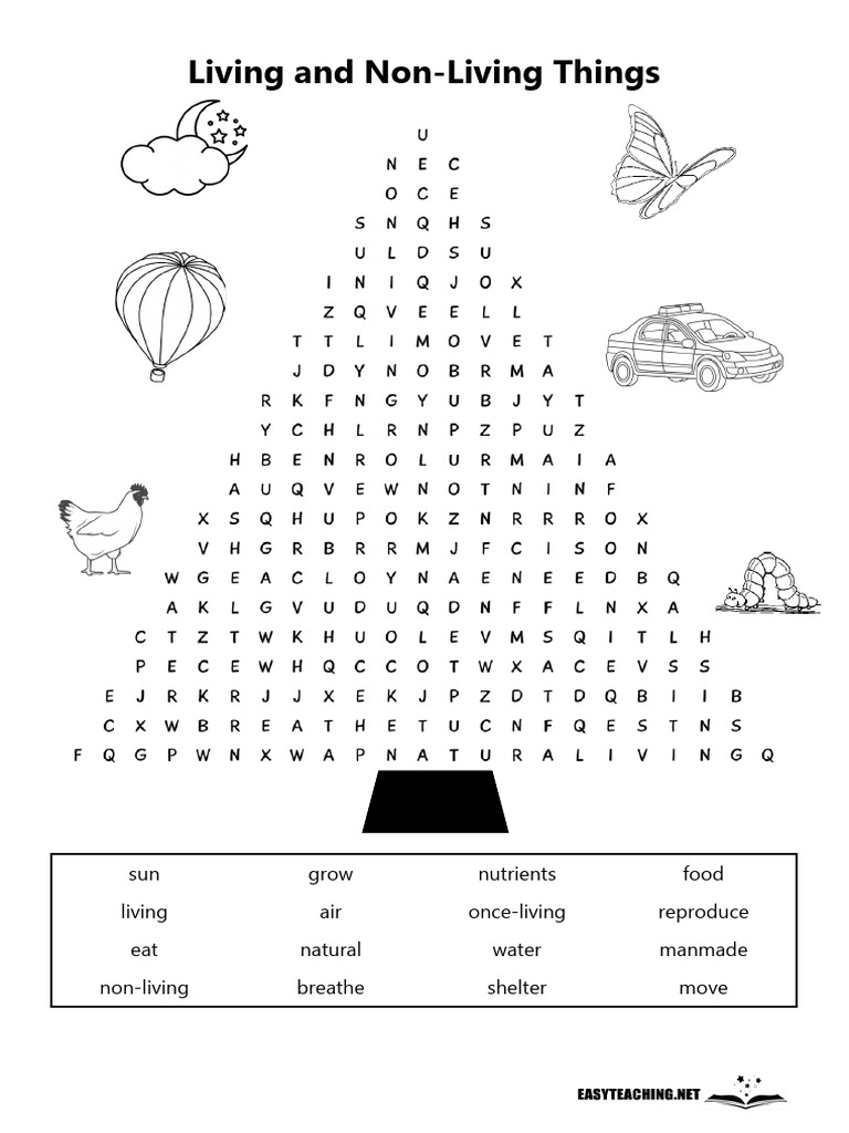 Living Non Living Word Search | PDF