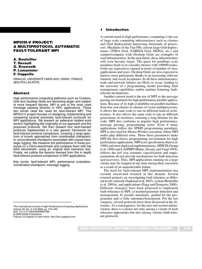 Multiprotocol Automatic Fault Tolerantmpich V Project A Multiprotocol Automatic Fault Tolerant ...