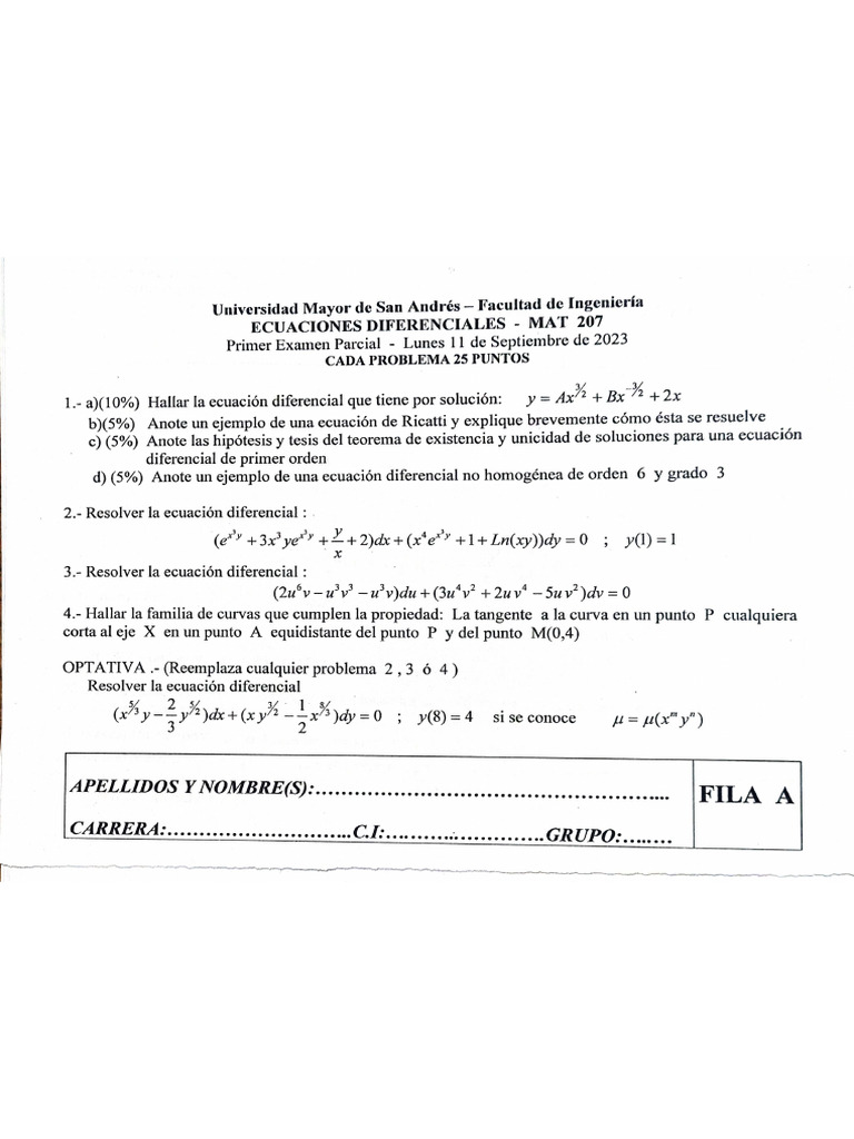 Mat 207 Parcial 1 2023 2 | PDF
