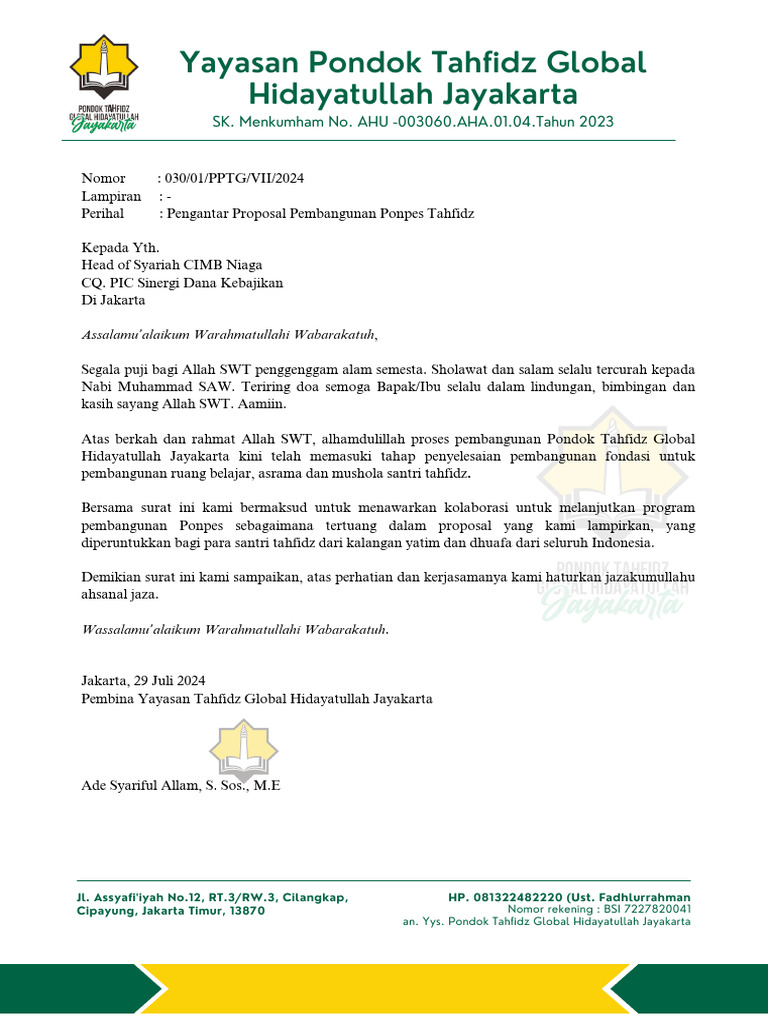 Permohonan Galang Dana - DKM | PDF