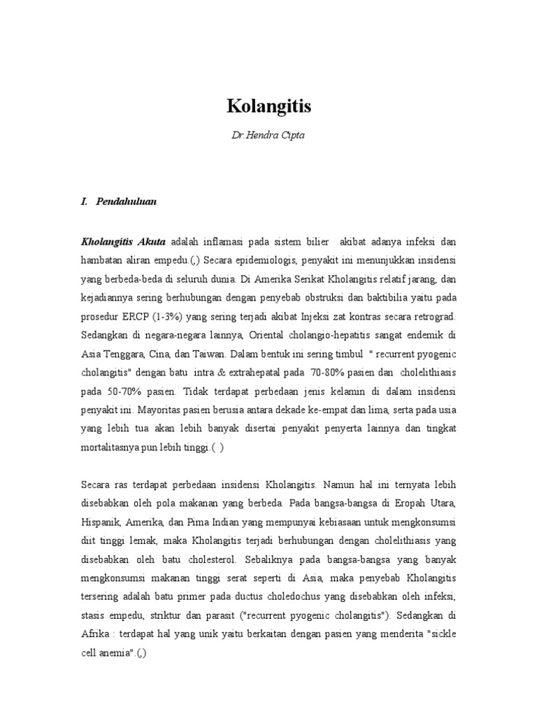Kholangitis: Penyebab, Gejala, dan Terapi | PDF