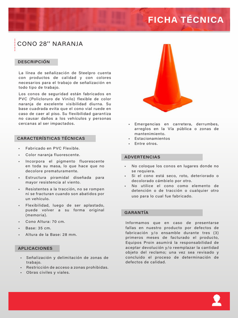 Cono de Seguridad Naranja 28" PVC | PDF | Transporte | Vehículos