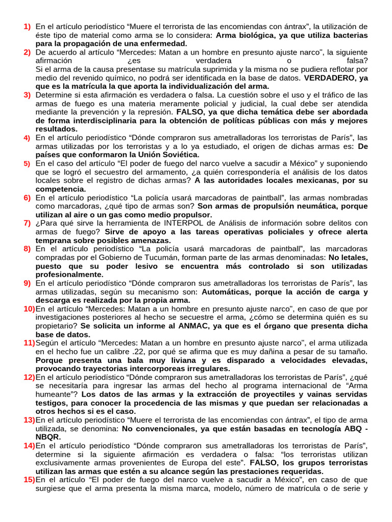 Análisis de armas en delitos y terrorismo | PDF | Armas de fuego | Policía
