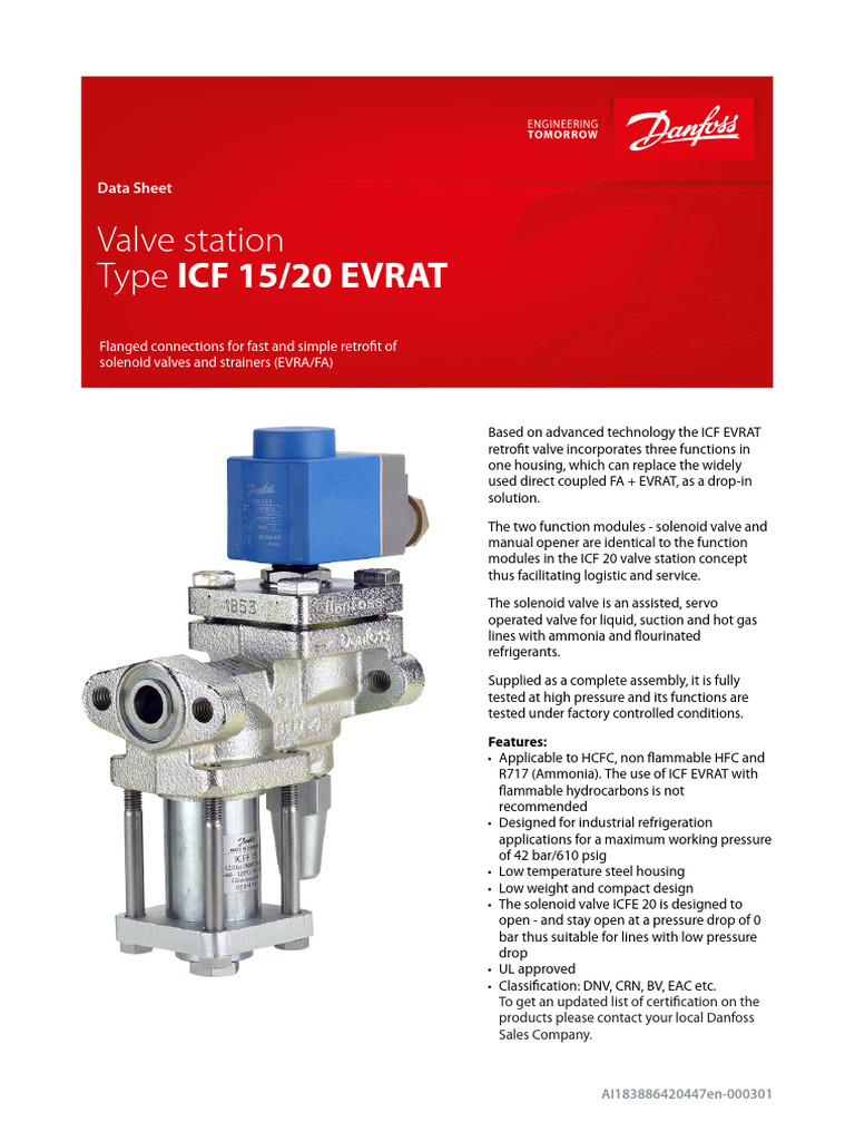 Danfoss ICF 15 - 20 EVRAT Data Sheet | PDF | Alternating Current | Valve