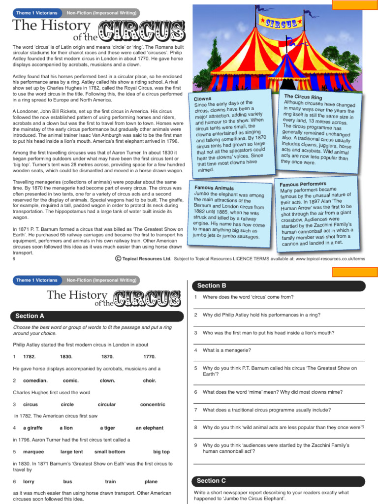 Comprehension Yr6 - Part2 | PDF | Circus