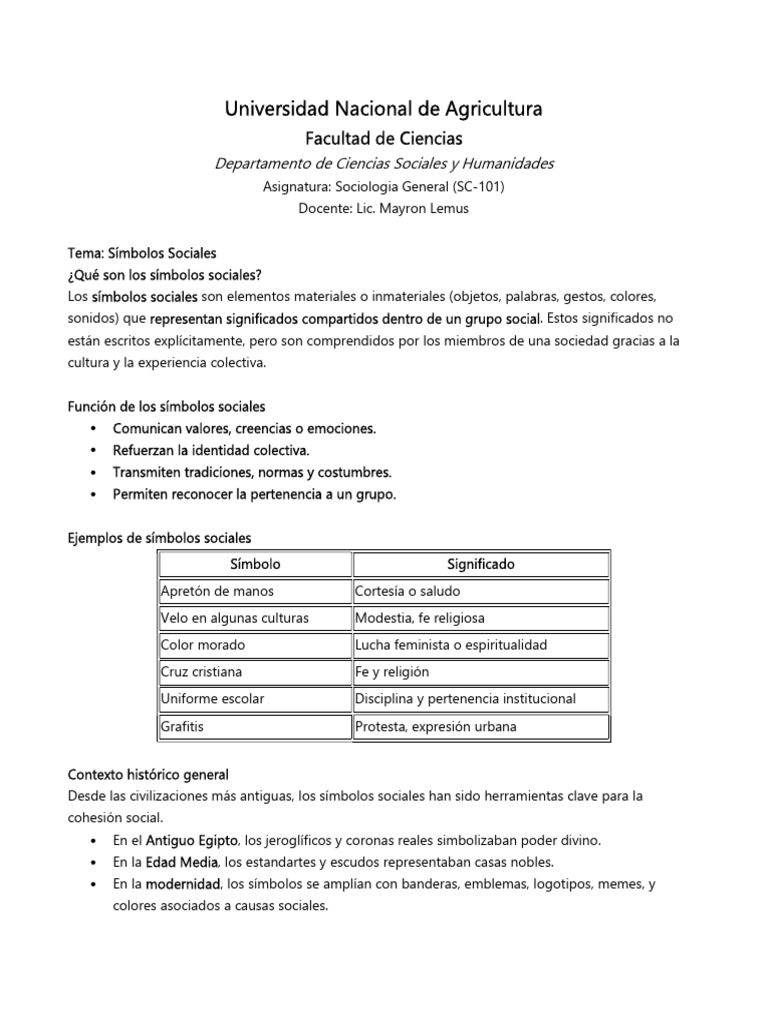 Documento 1 Semana VI Simbolos Sociales | PDF | Los símbolos | Nación