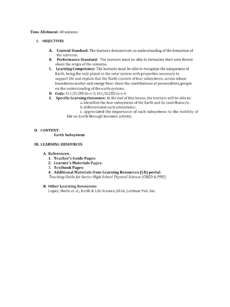 ELS Lesson Plan Q1 | PDF
