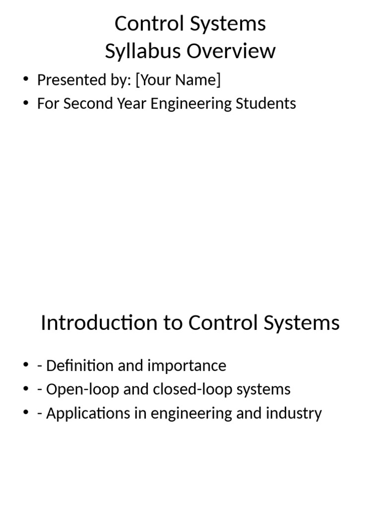 Control System Syllabus Presentation | PDF