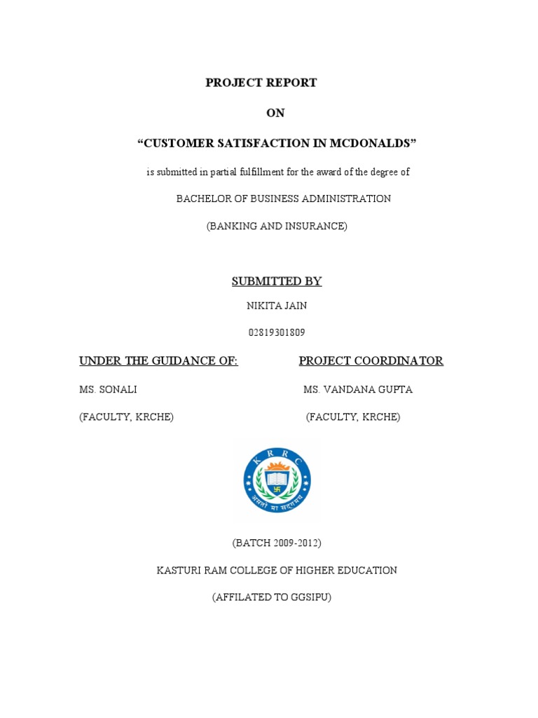 Complete MCD Project | PDF | Customer Satisfaction | Mc Donald's