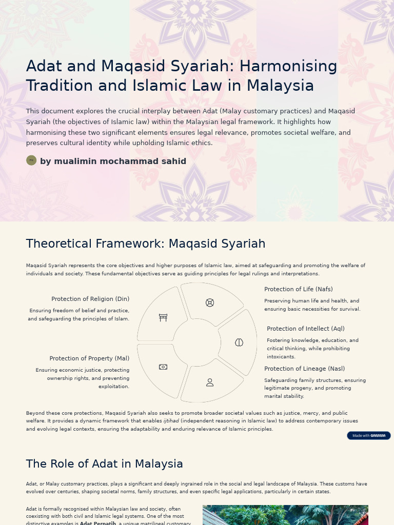 (SLIDES) Adat and Maqasid Syariah Harmonising Tradition and Islamic Law ...