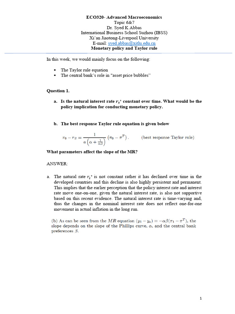 ECO 320 Tutorial - Topic67 - Answers | PDF