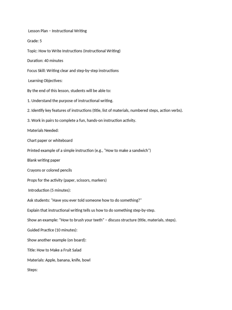 Lesson Plan Grade 5 Instructional | PDF
