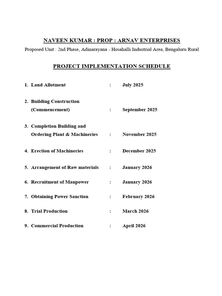 Implementation Schedule | PDF