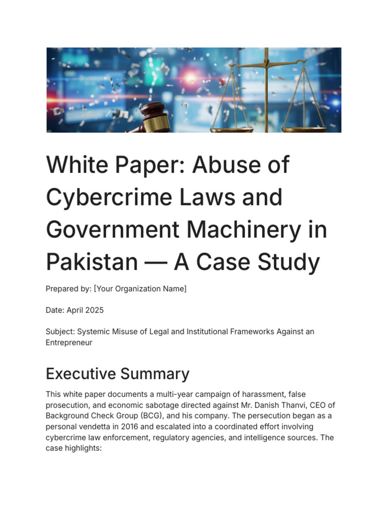 White Paper - Abuse of Cybercrime Laws and Government Machinery in ...