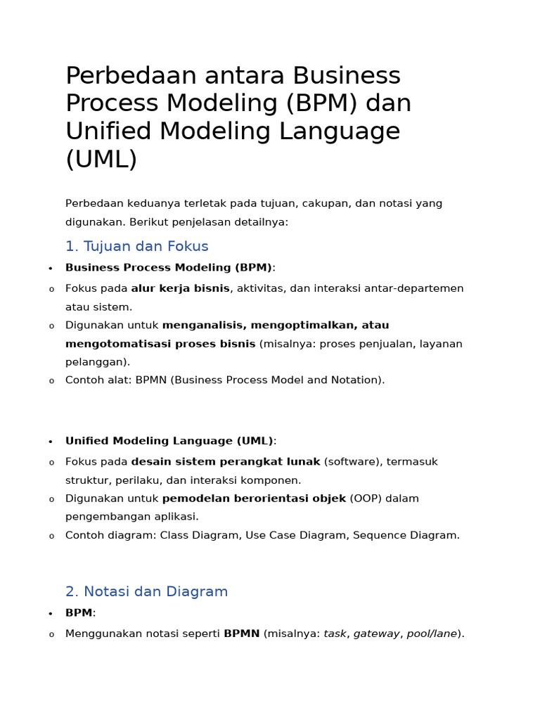 Diffrence Between Business Process Modeling (BPM) and Unified Modeling ...