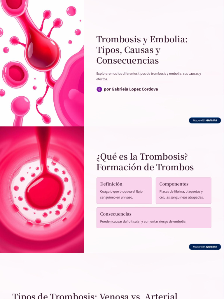 Trombosis y Embolia Tipos Causas y Consecuencias | PDF | Trombo | Embolia