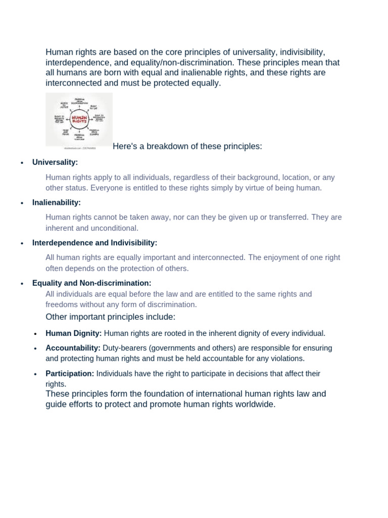 Human Rights Are Based On The Core Principles of | PDF