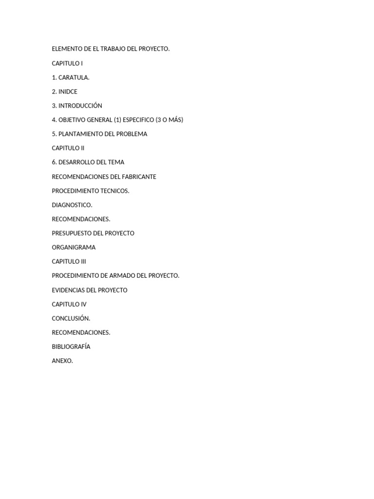 Elementos Del Proyecto | PDF