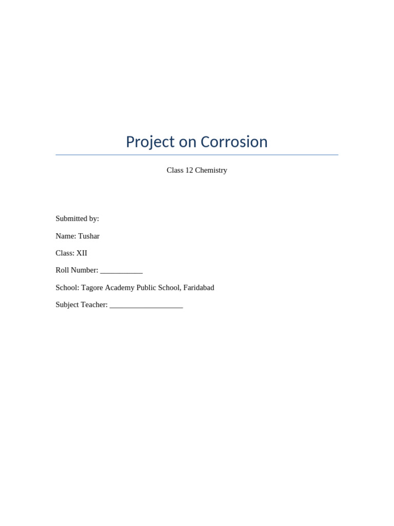 Corrosion Project Overview | PDF | Rust | Corrosion