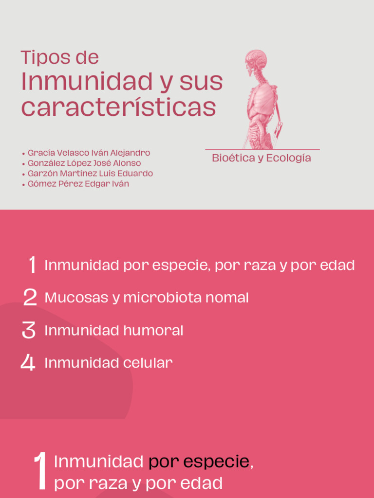 Tipos de Inmunidad y Sus Características | PDF | Sistema inmune ...
