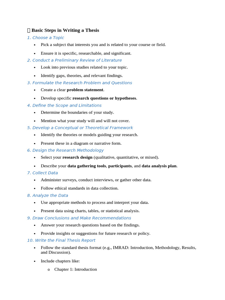 Thesis Writing Steps Guide | PDF