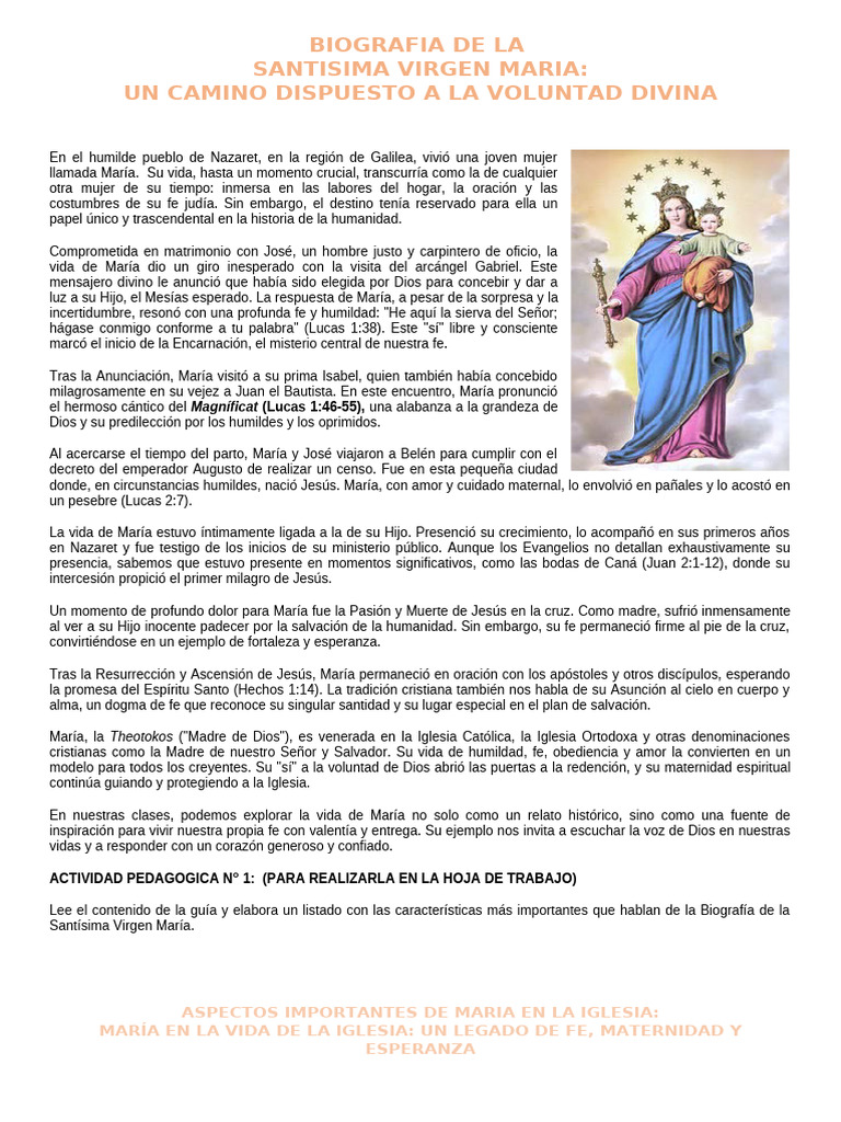 Biografía de la Virgen María: Fe y Esperanza | PDF | María, madre de ...
