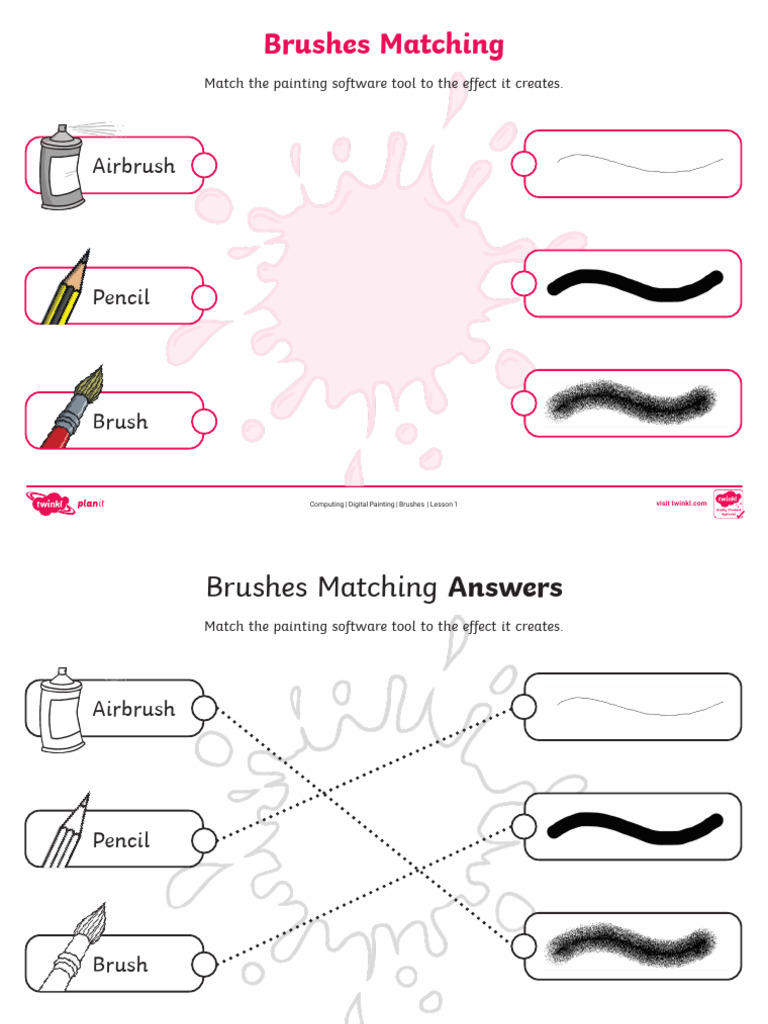 Brushes Matching Activity Sheet | PDF