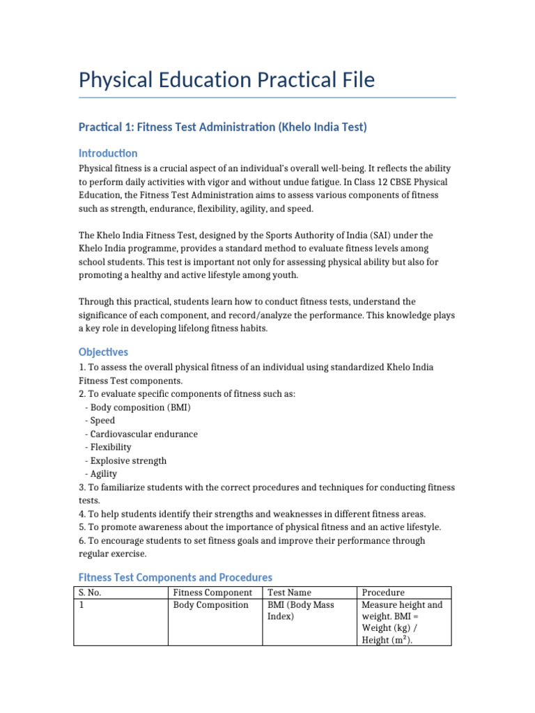 Khelo India Fitness Test Guide Class 12 | PDF | Physical Fitness ...