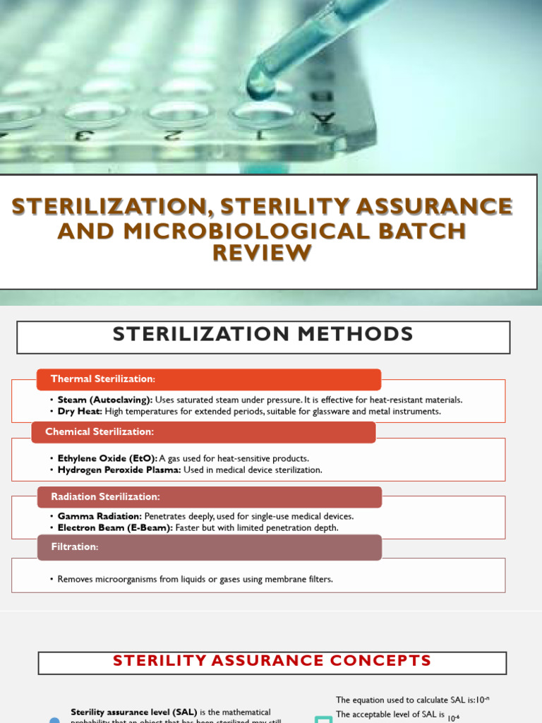 Lecture 13 Sterility Testing Sterilization Sterility Assurance and ...