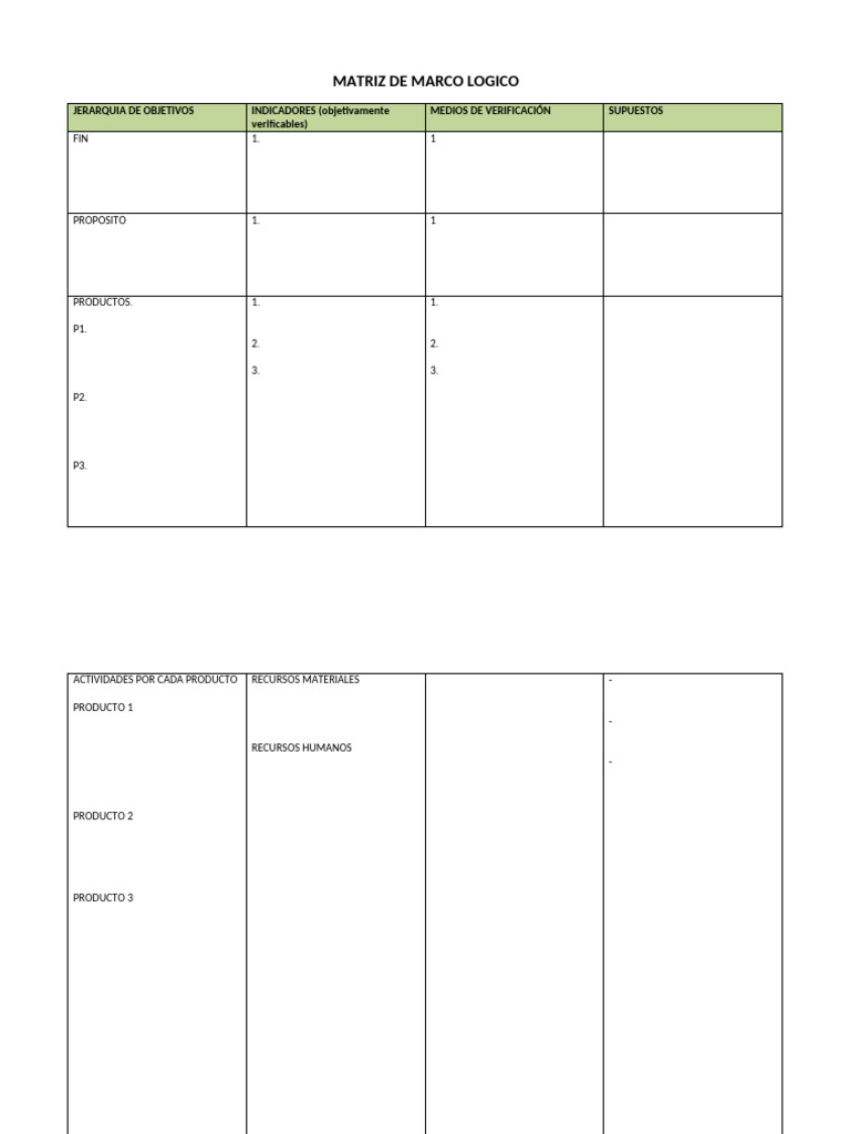 Modelo Matriz de Marco Logico | PDF