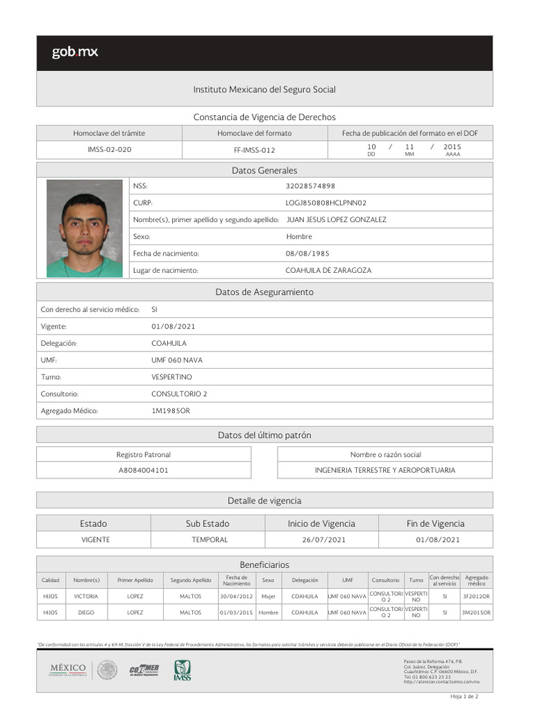 ConstanciaVigencia 010821 Chuy | PDF | México