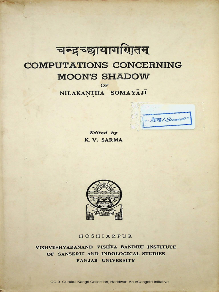 Computations Concerning Moons Shadow of Nilakantha Somayaji Ed by KV ...